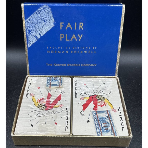 Office | Hq Gamble 2 Decks Cards Sealed Blue Tax Stamps Norman Rockwell ...